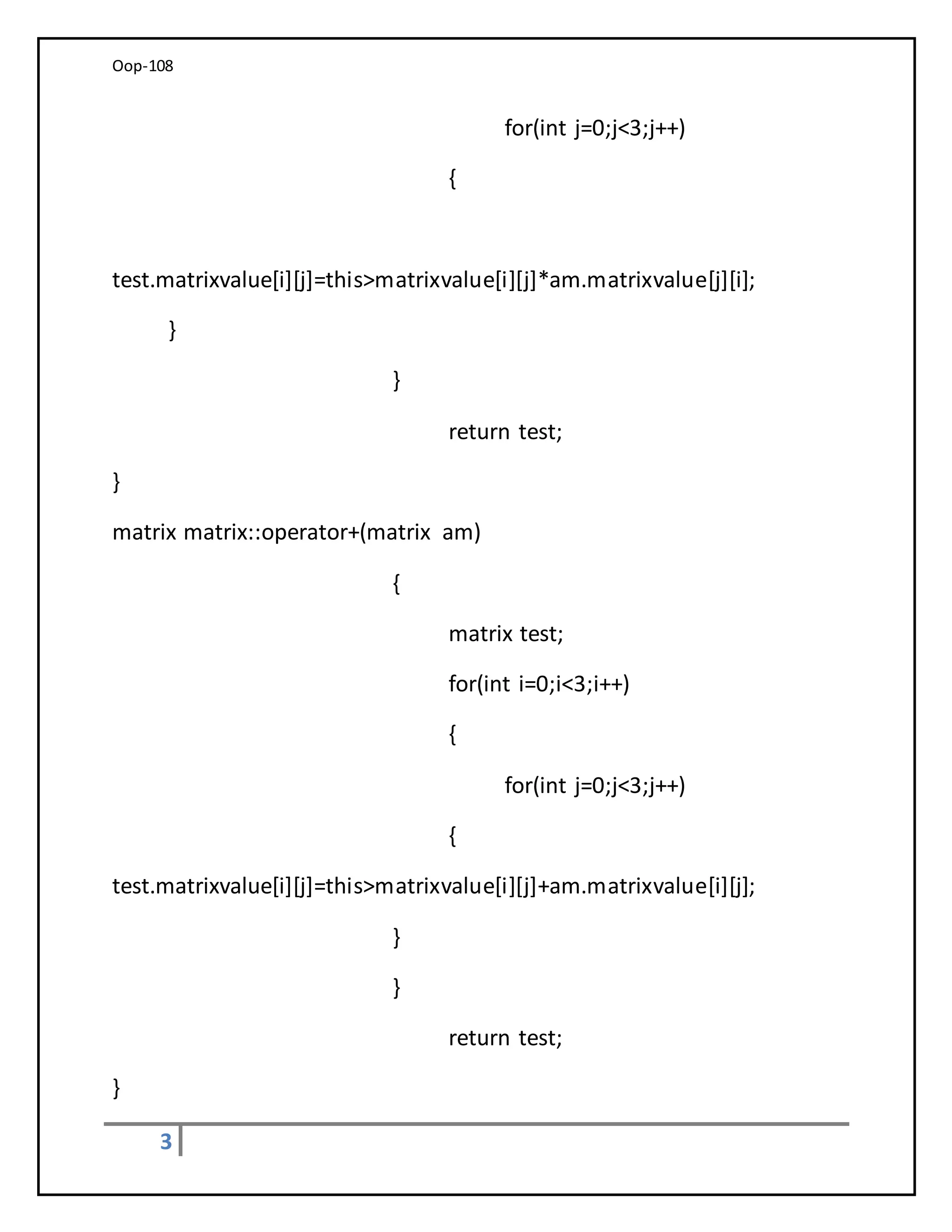 Matrix Operation Using Operator Overloading Pdf