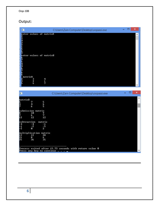 matrix operation using operator overloading | PDF