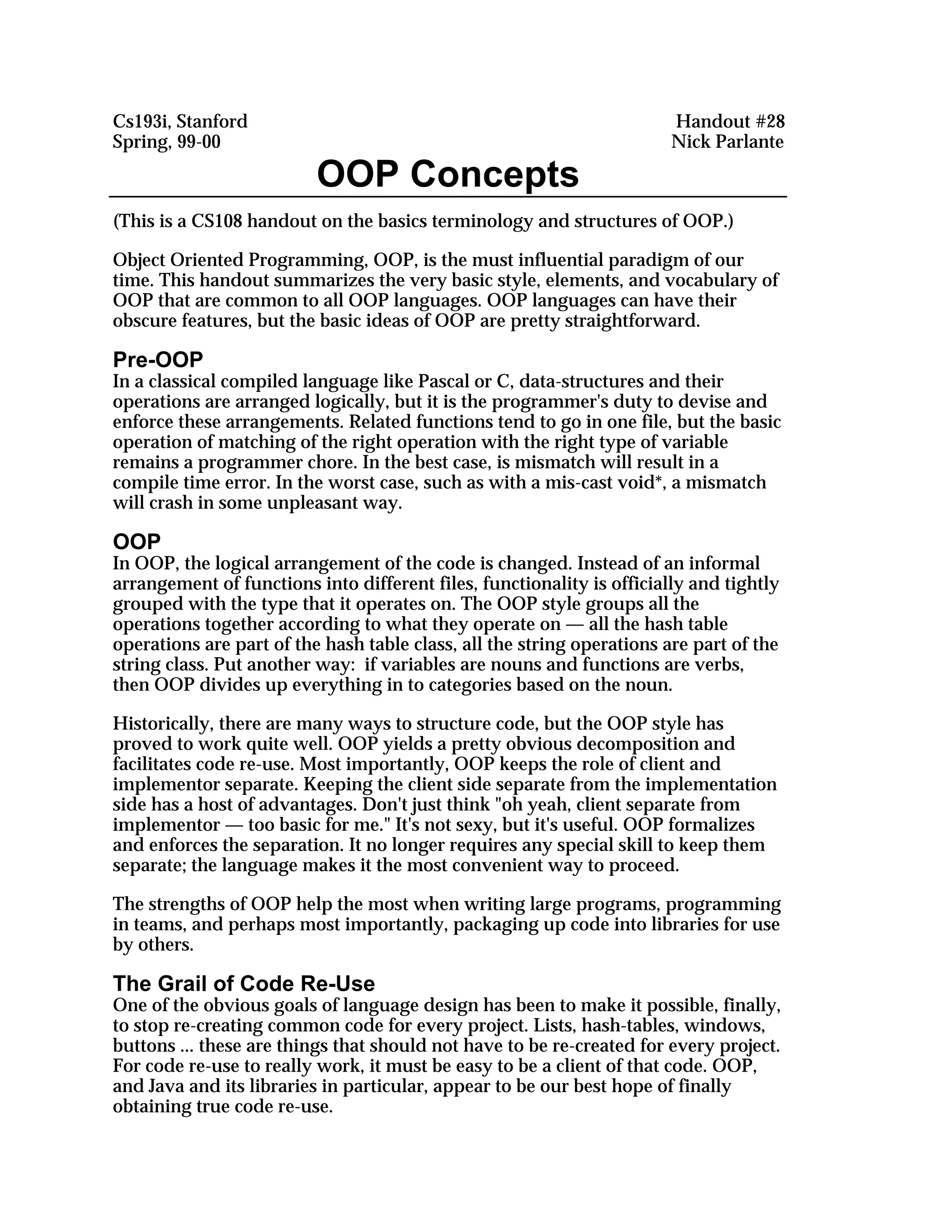 Oop basic concepts | PDF