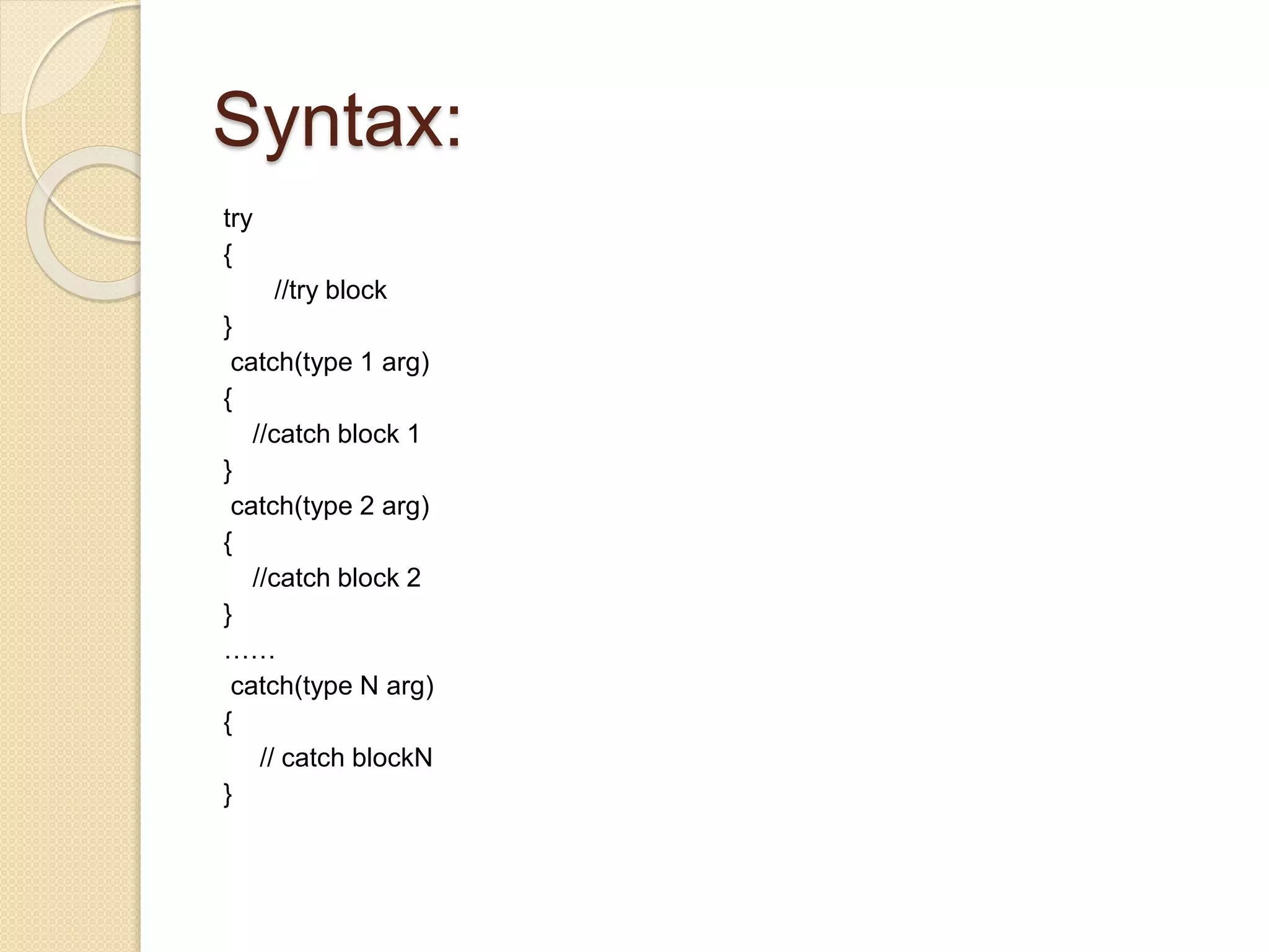 Exception Handling In Object Oriented Programming Using C Pptx