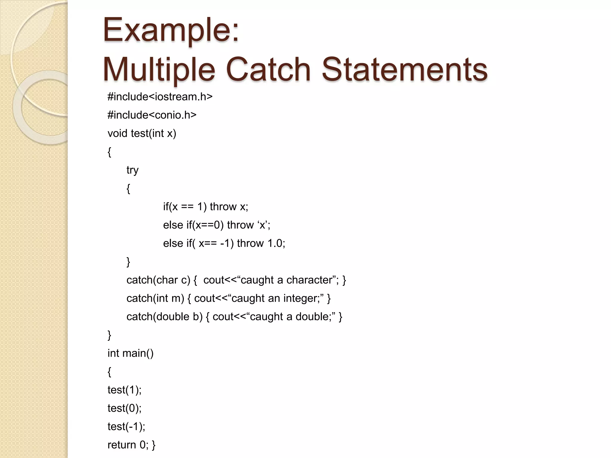 Exception Handling In Object Oriented Programming Using C Ppt 2147