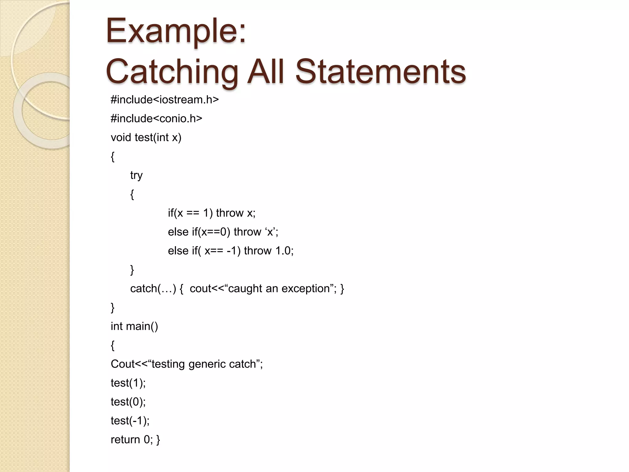 Exception Handling In Object Oriented Programming Using C Pptx
