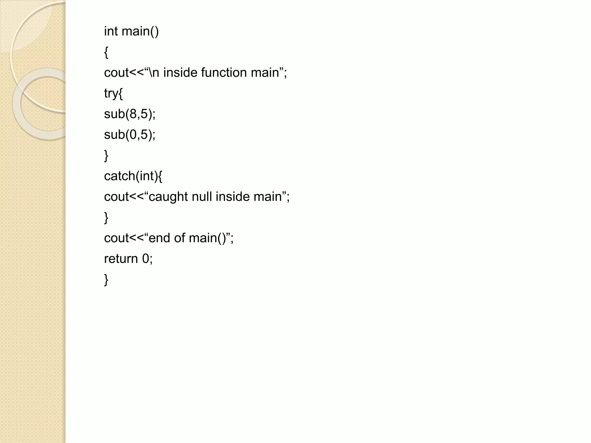 Exception Handling in object oriented programming using C++ | PPTX