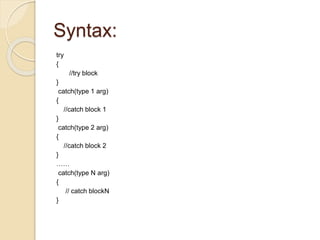Exception Handling in object oriented programming using C++ | PPTX