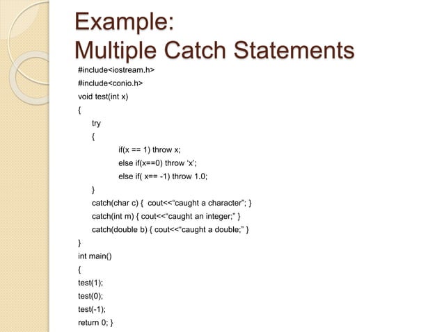 Exception Handling In Object Oriented Programming Using C Pptx