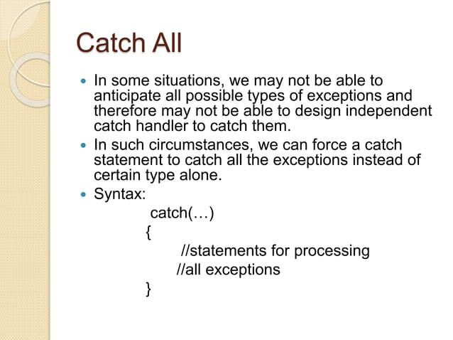 Exception Handling In Object Oriented Programming Using C Ppt 7373