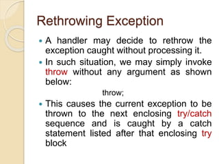 Exception Handling in object oriented programming using C++ | PPTX