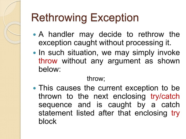 Exception Handling In Object Oriented Programming Using C Ppt 7003