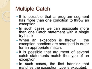 Exception Handling in object oriented programming using C++ | PPTX