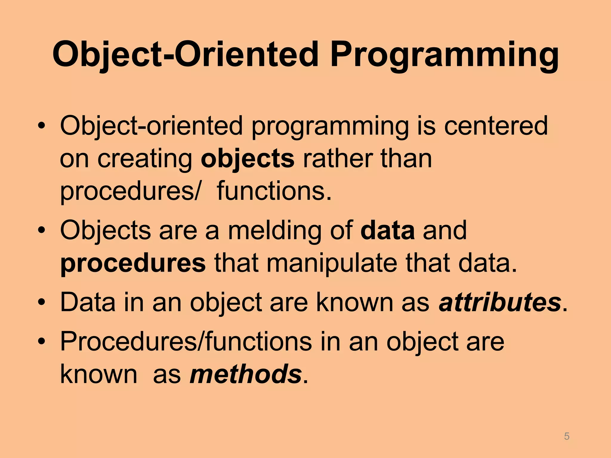 Oop Chapter 1 Procedural Vs Oop Ppt