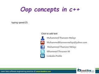 Oop concept in c++ by MUhammed Thanveer Melayi | PPTX | Programming ...