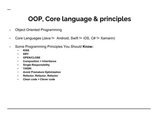 OOp, core language & principles | PPTX