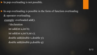 diffrence between procedure oriented programming & object oriented programming (pop vs oop) | PPTX