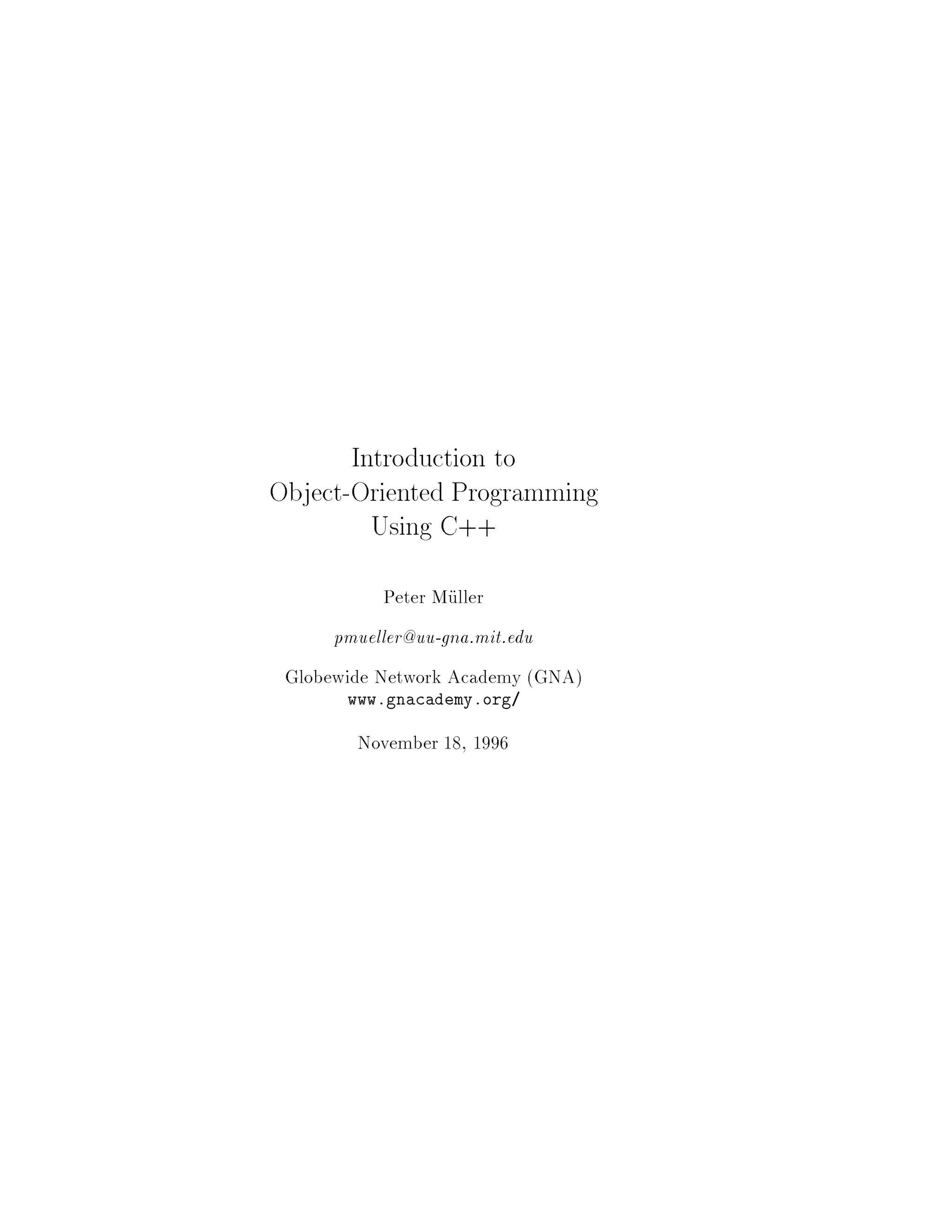 Oop C Tutorial Pdf 