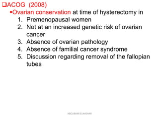 Oopherectomy at hysterectomy | PDF