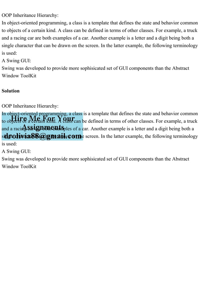 Oop Inheritance Hierarchyin Object Oriented Programming A Class Pdf