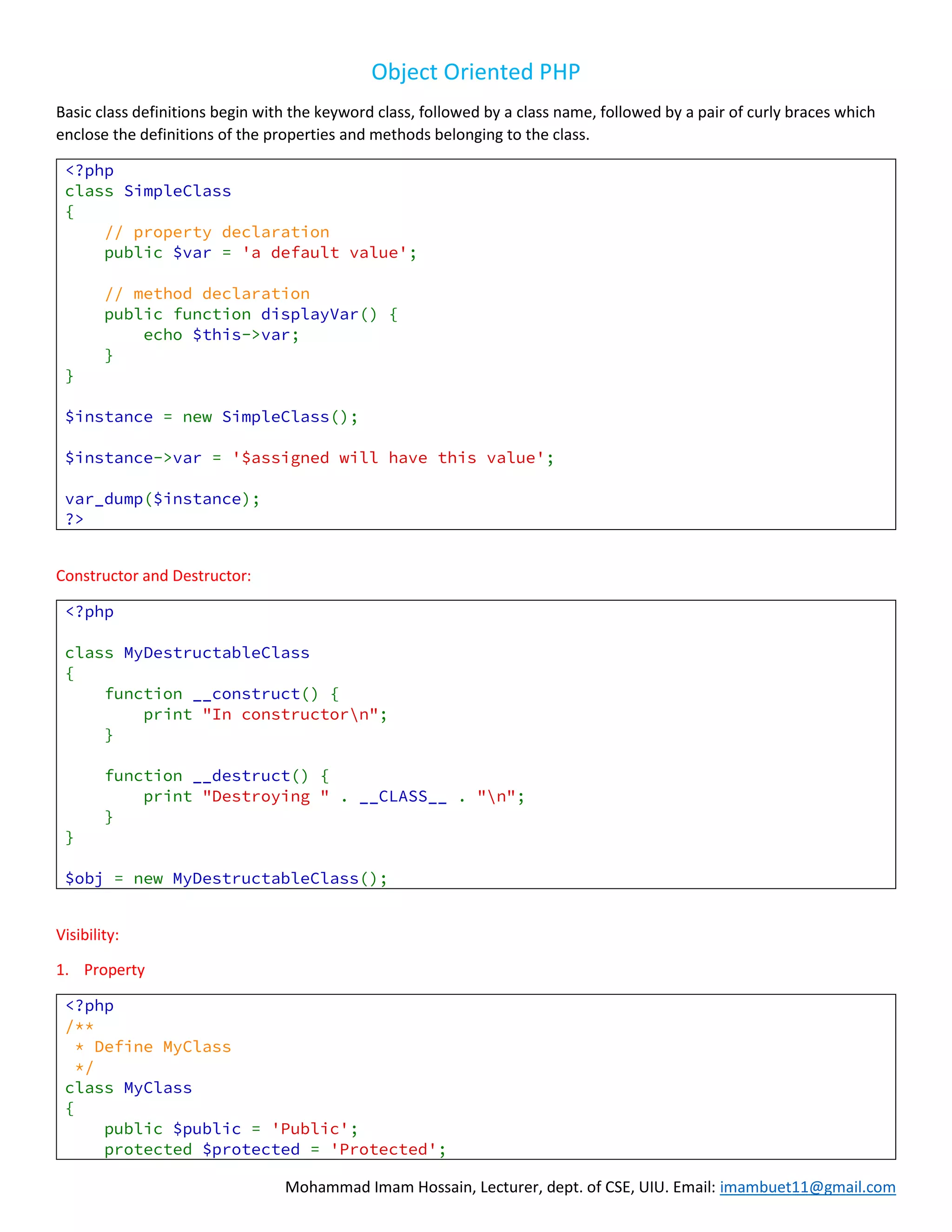 Web 9 | OOP in PHP | PDF