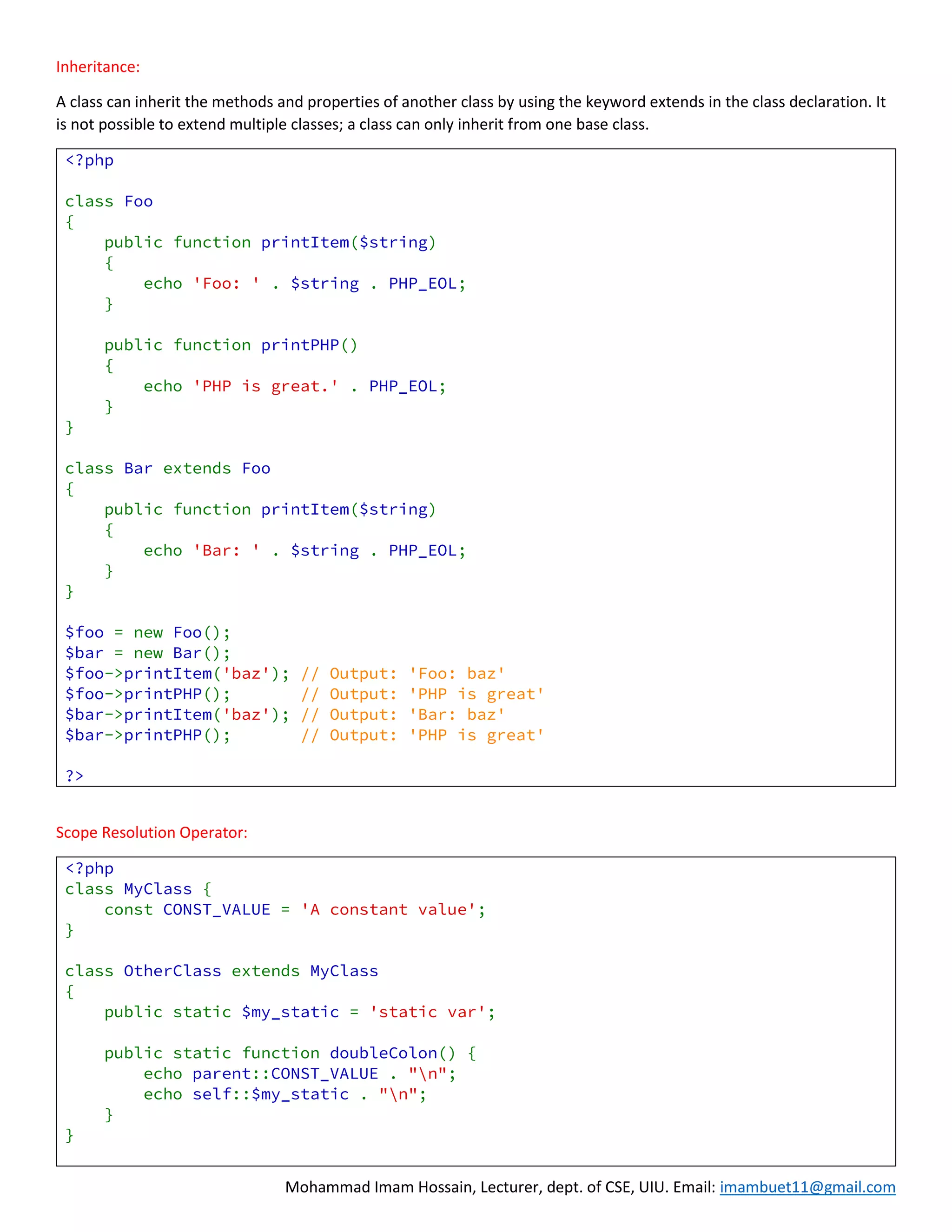 Web 9 | OOP in PHP | PDF