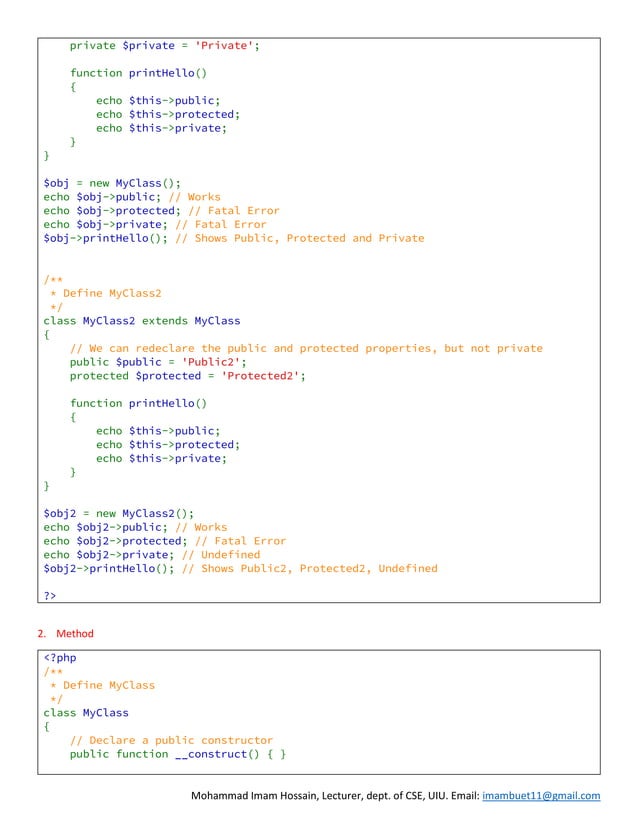 Web 9 | OOP in PHP | PDF