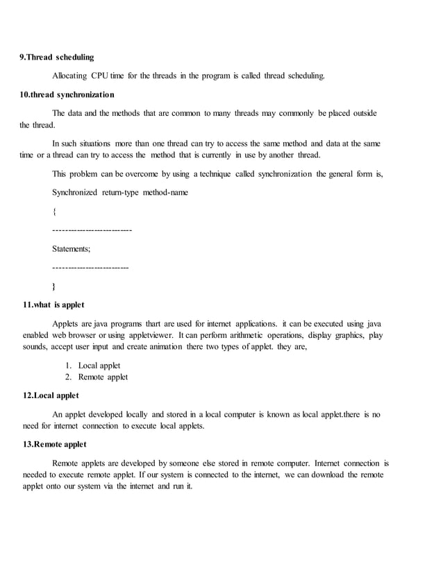 Object Oriented Programming Language Short Notes Pdf