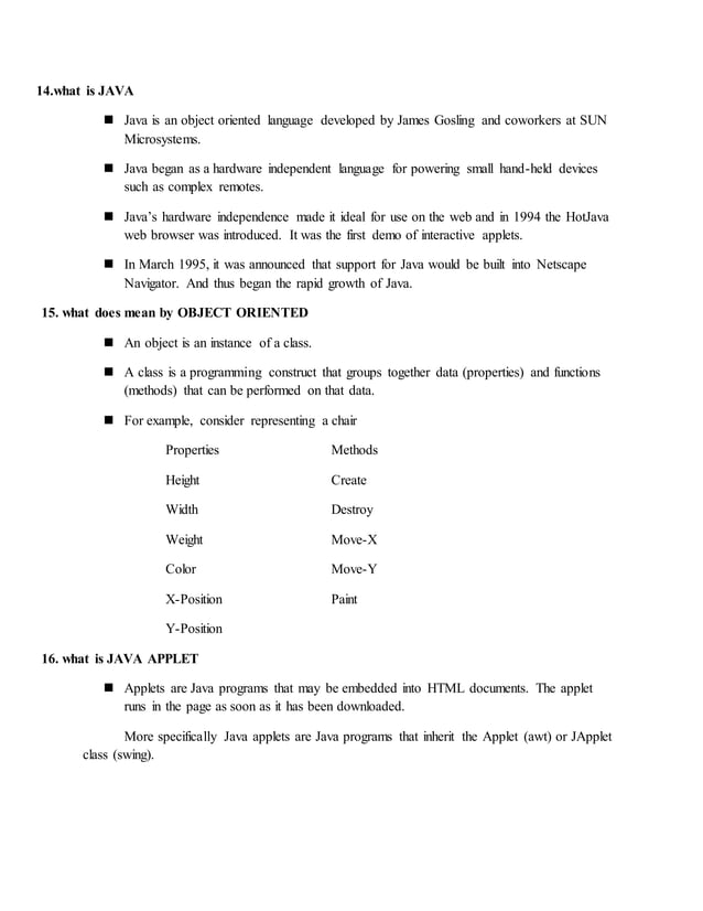 Object Oriented Programming Language Short Notes Pdf