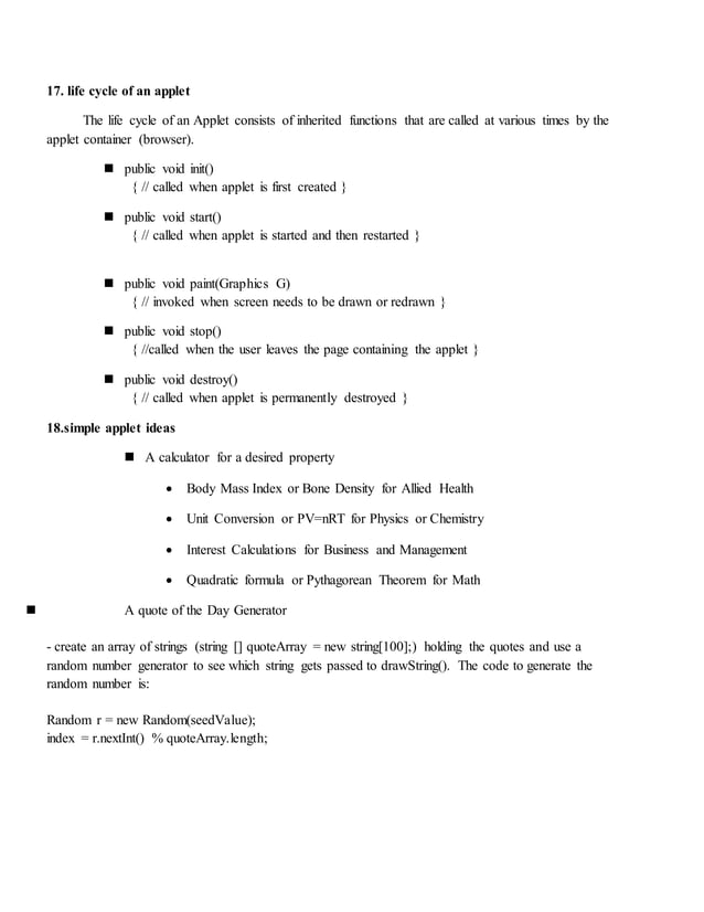 Object Oriented Programming Language Short Notes Pdf