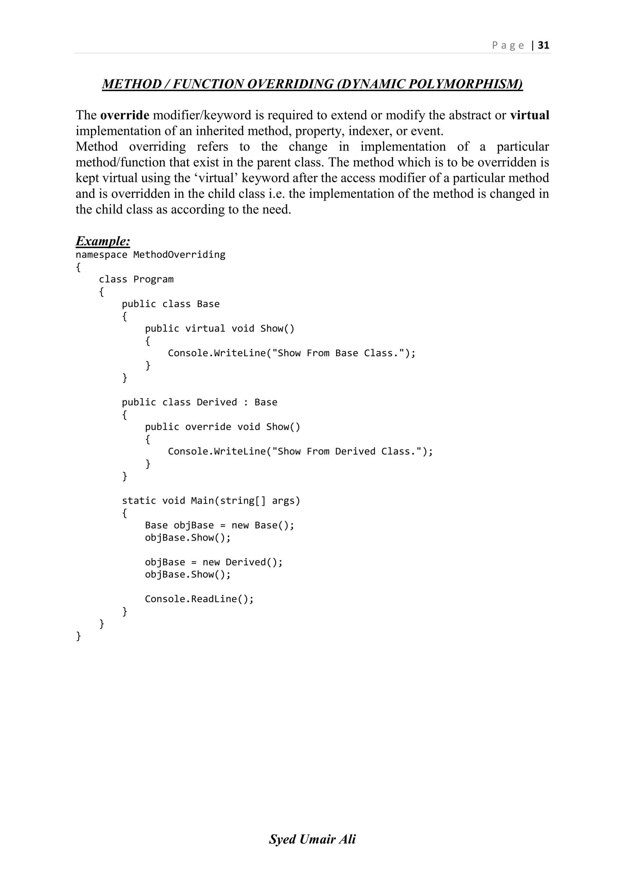 Object Oriented Programming with C# | PDF