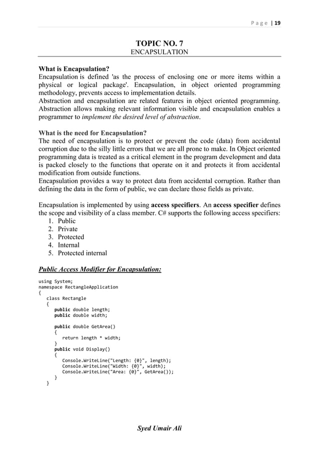 Object Oriented Programming With C Pdf