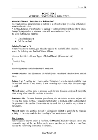 Object Oriented Programming with C# | PDF