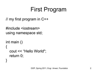 Object Oriented Programming lecture 1 | PPT