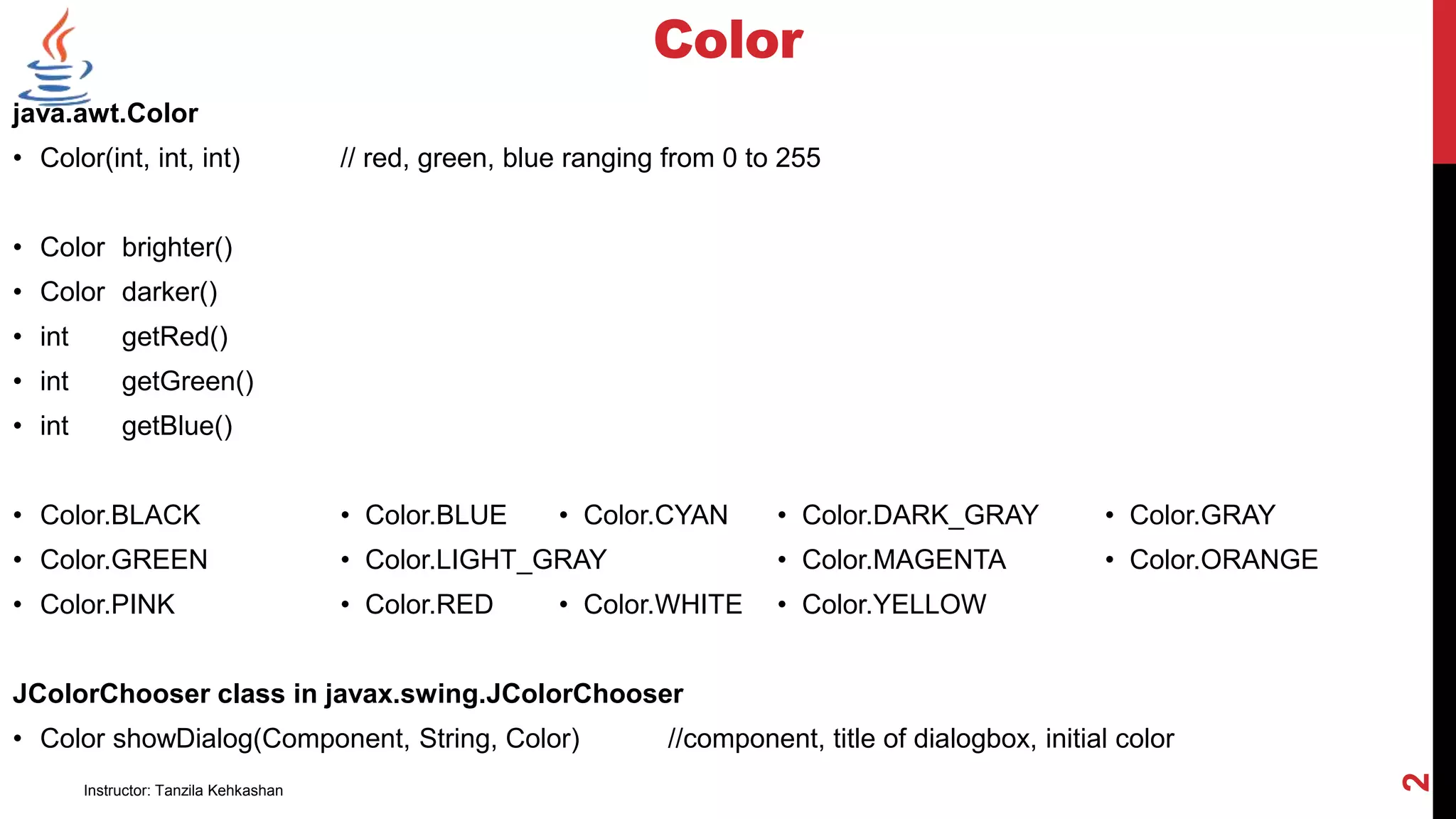 OOP Lecture 13-Color,Font,ImageIcon.pptx