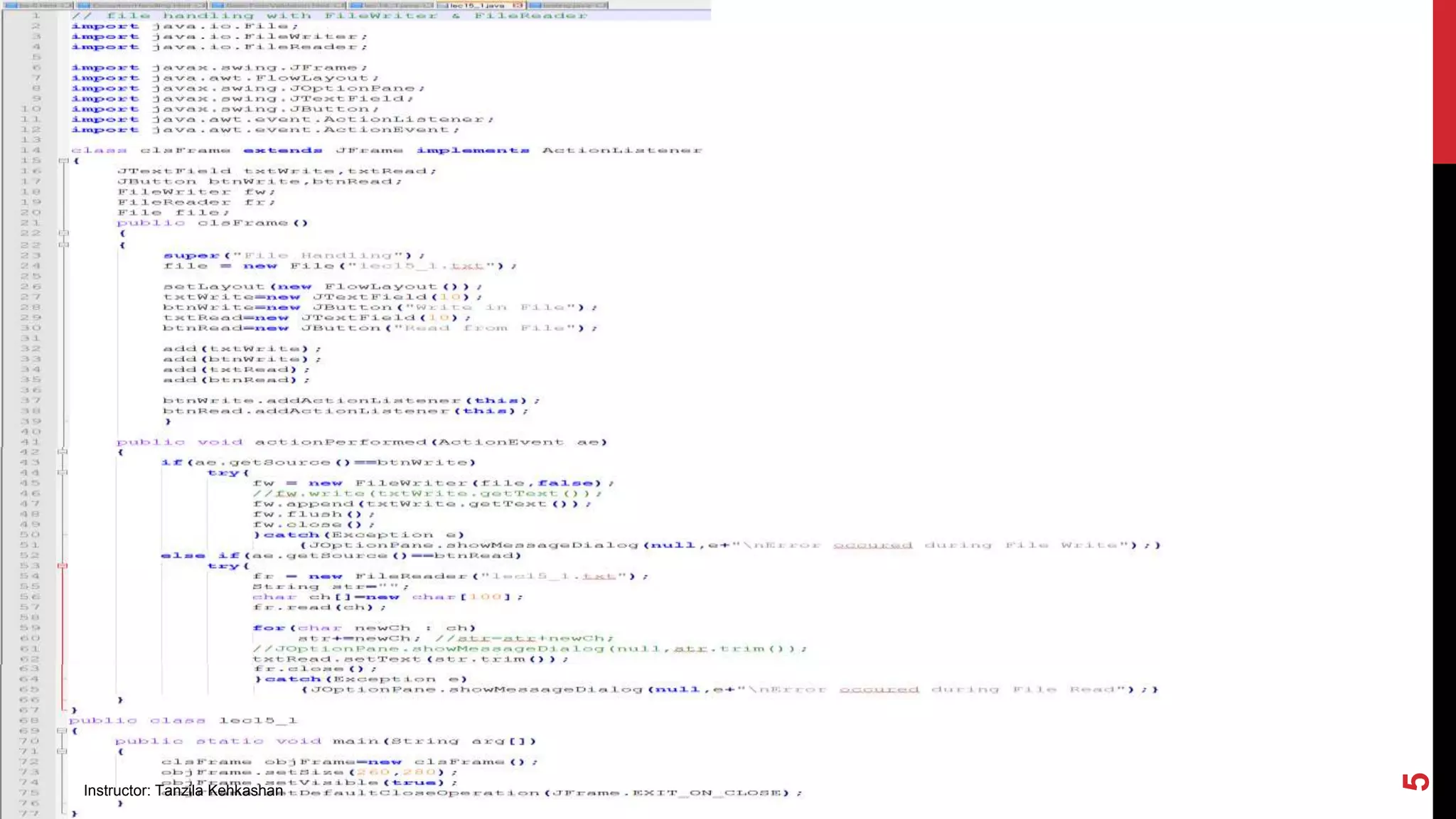 OOP Lecture 15-FileHandling,JFileChooser.pptx | Programming Languages | Computing
