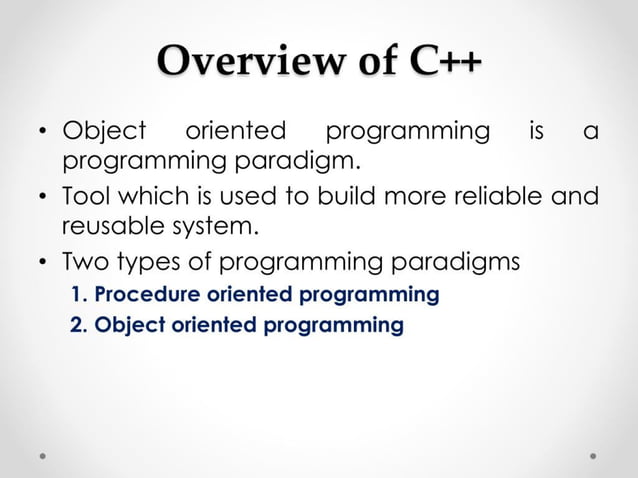Object Oriented Programming using C plus plus | PPT