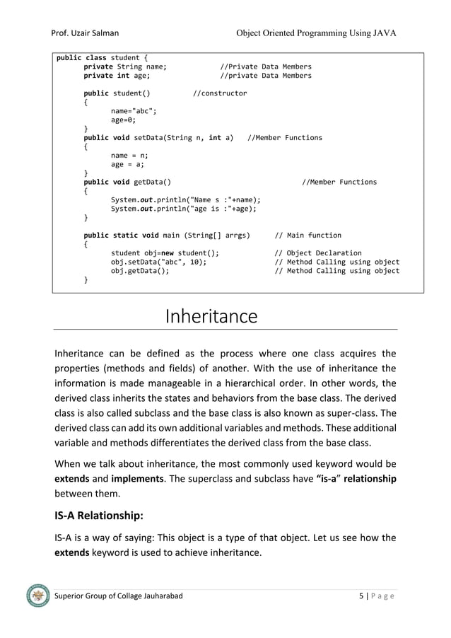 Object Oriented Programming using JAVA Notes | PDF Object Oriented Programming using JAVA Notes | PDF
