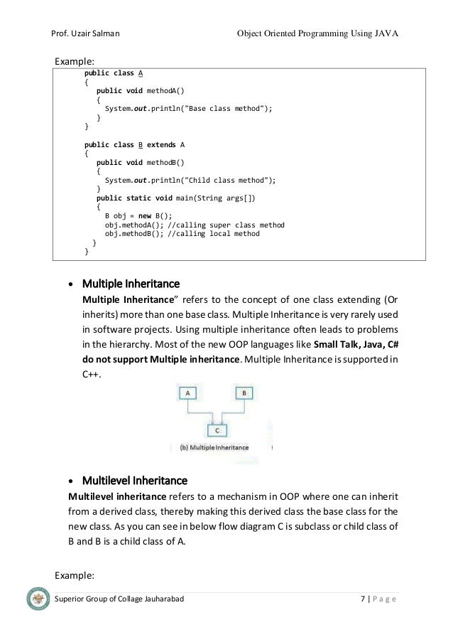 Object Oriented Programming using JAVA Notes
