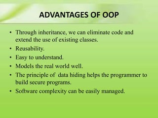 Principles and advantages of oop ppt | PPTX