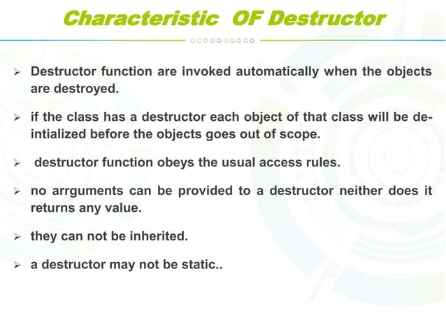 Constructor And Destructor In Oop Ppt