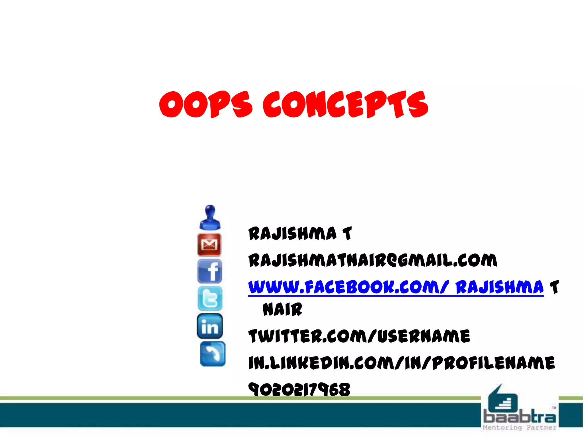 OOPS Characteristics (With Examples in PHP) | PPT