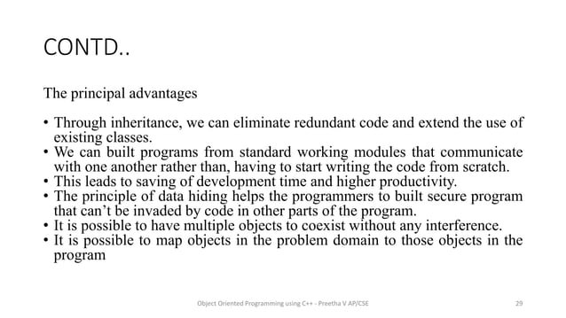 Object Oriented Programming Using C Oops Concepts Using C Programming Language Ppt