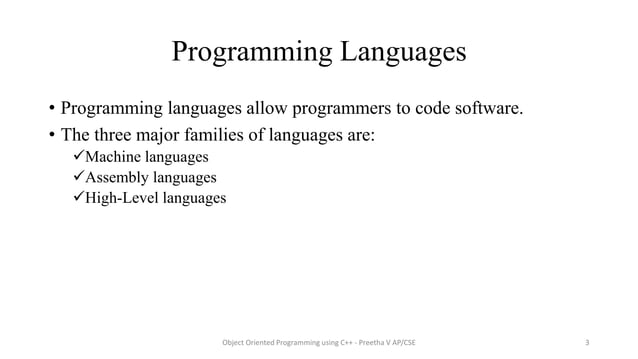 Object Oriented Programming Using C Oops Concepts Using C Programming Language Ppt