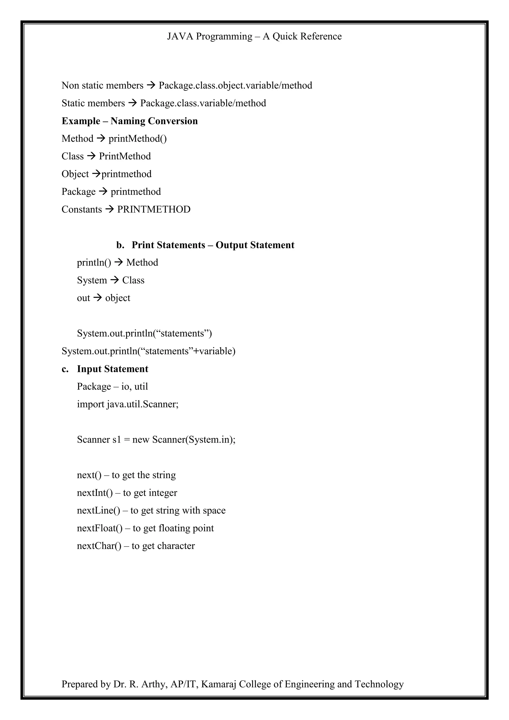 OOPs - JAVA Quick Reference.pdf