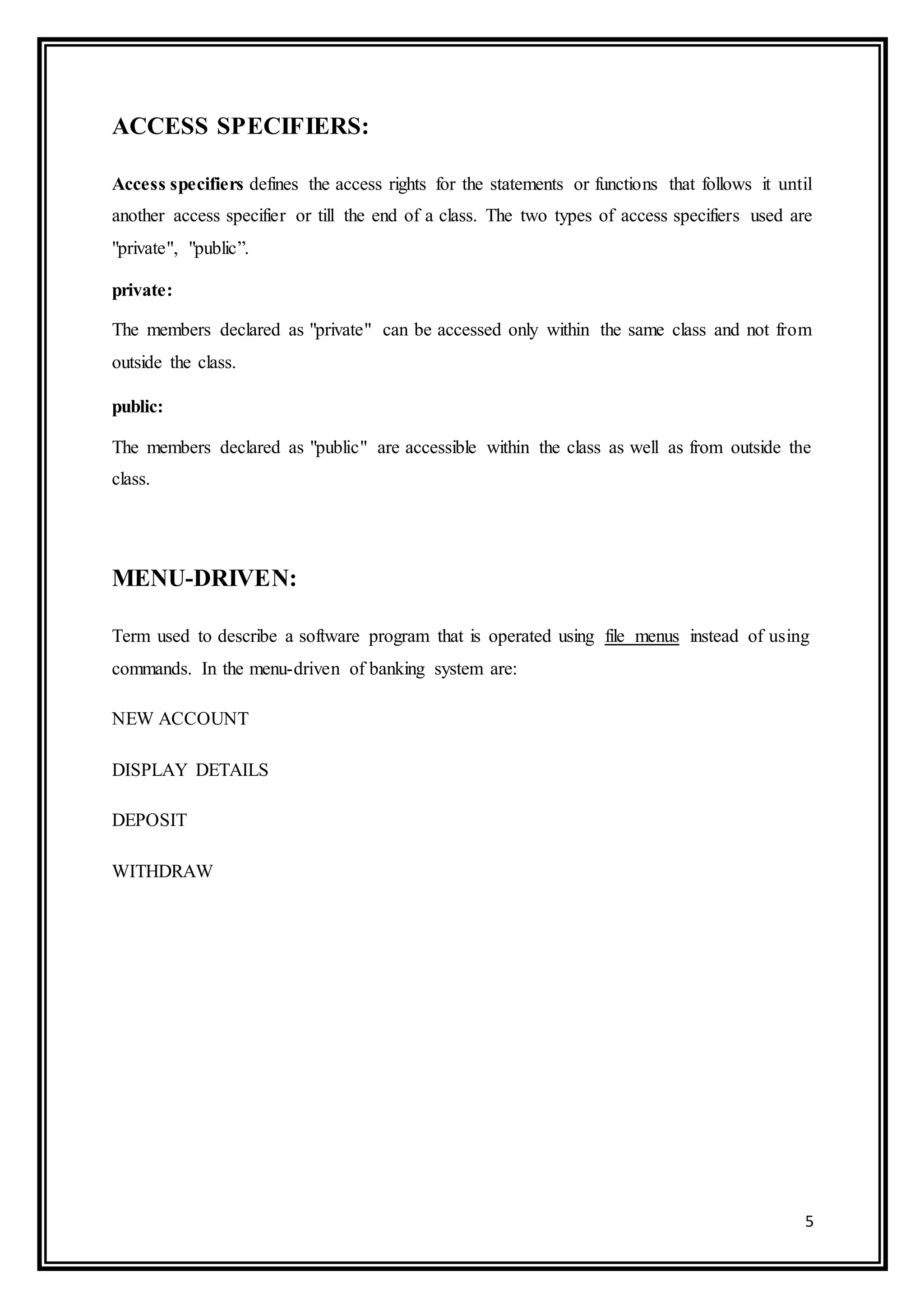 BANK MANAGEMENT SYSTEM report | DOCX