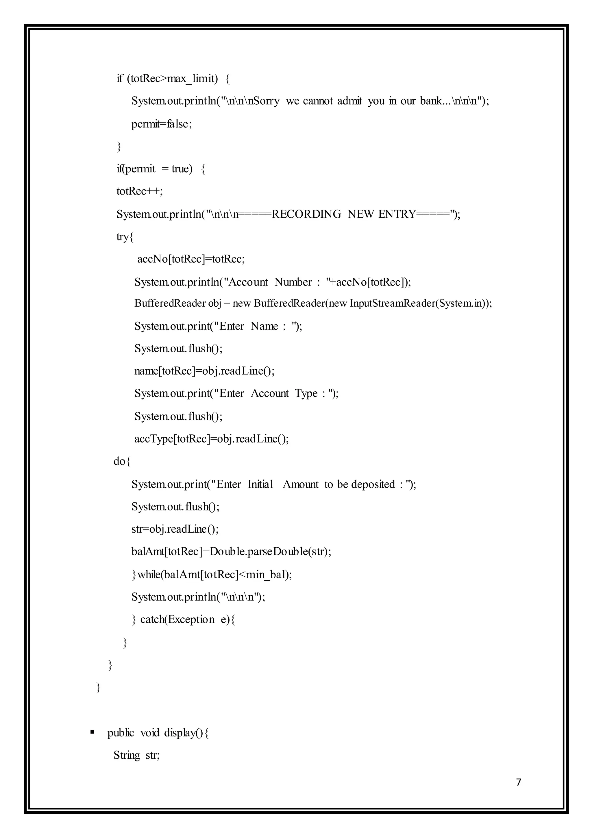 BANK MANAGEMENT SYSTEM report | DOCX