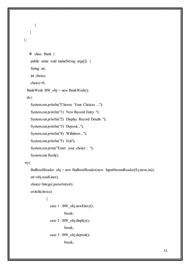 BANK MANAGEMENT SYSTEM report | DOCX