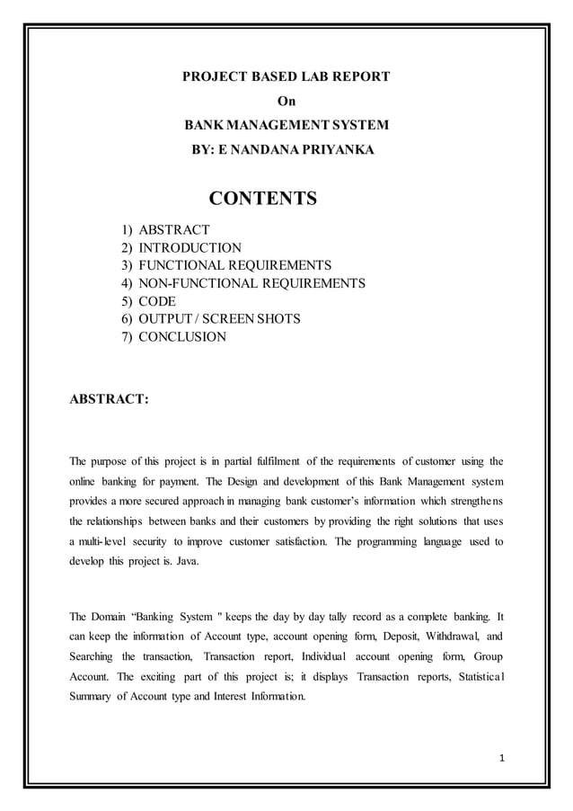 BANK MANAGEMENT SYSTEM report