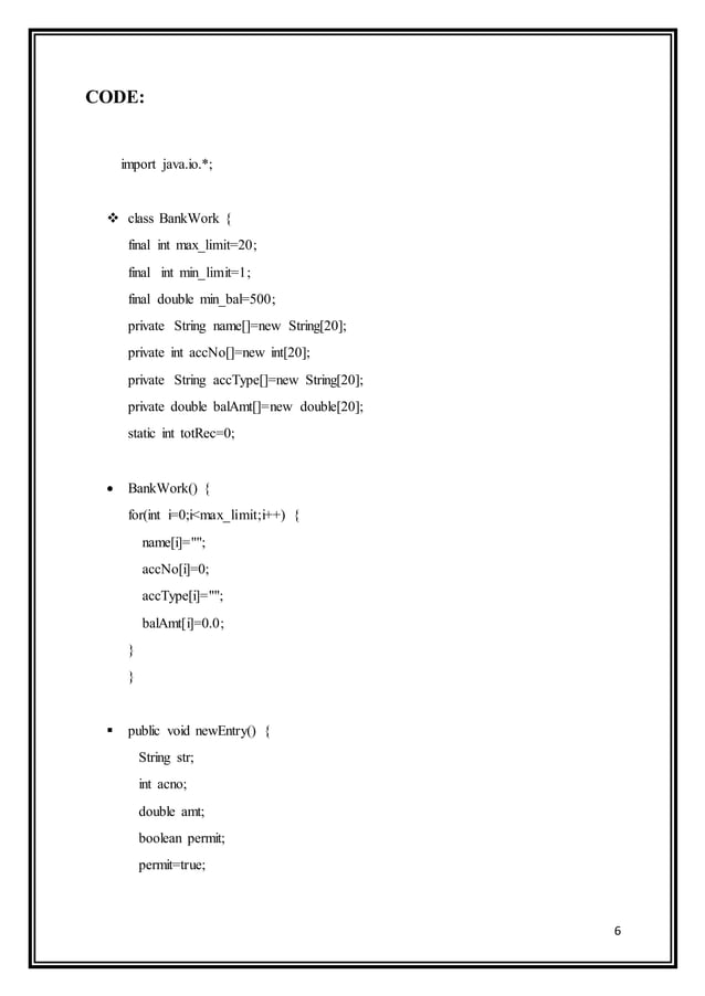 BANK MANAGEMENT SYSTEM report