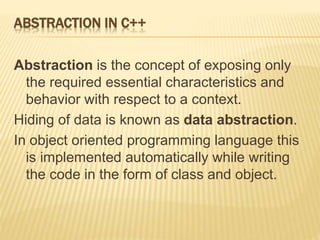 Oops concept in c++ unit 3 -topic 4 | PPT