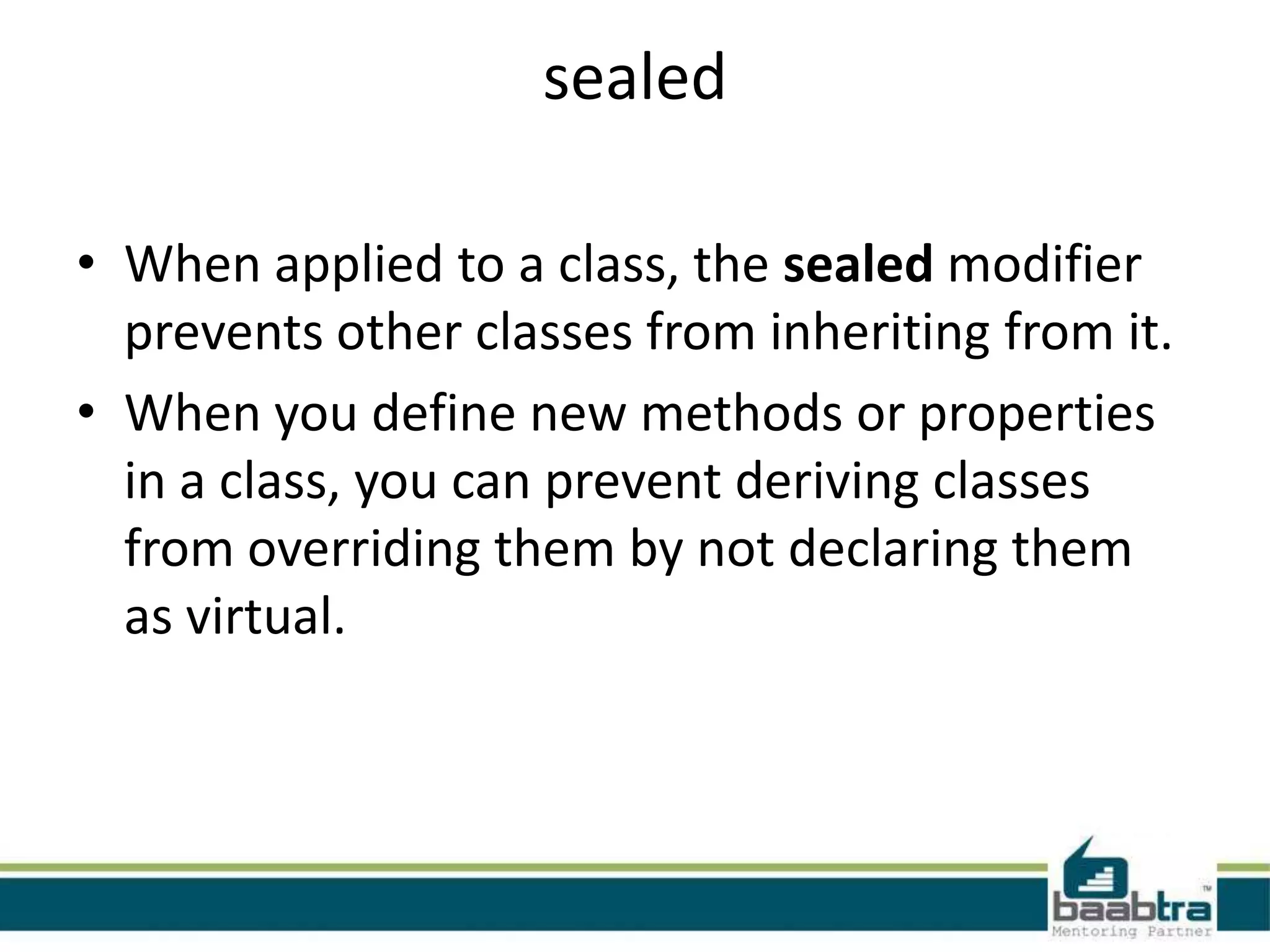 Oops concept on c# | PPTX