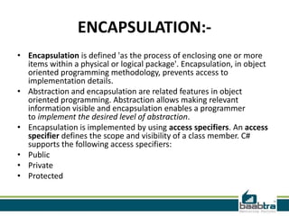 Oops concept on c# | PPTX