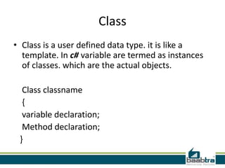 Oops concept on c# | PPTX